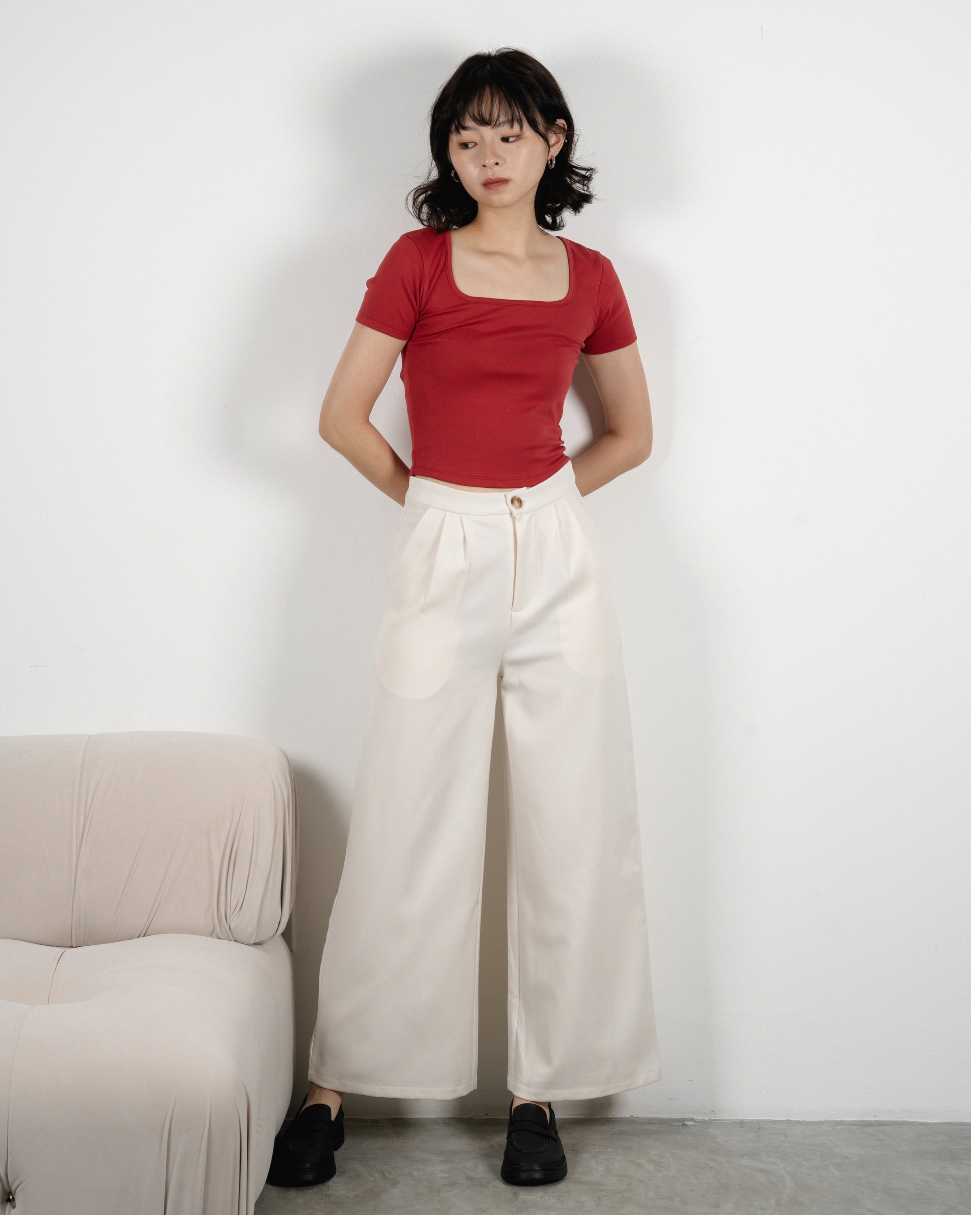 Basic Square Neck Short Sleeve Tee