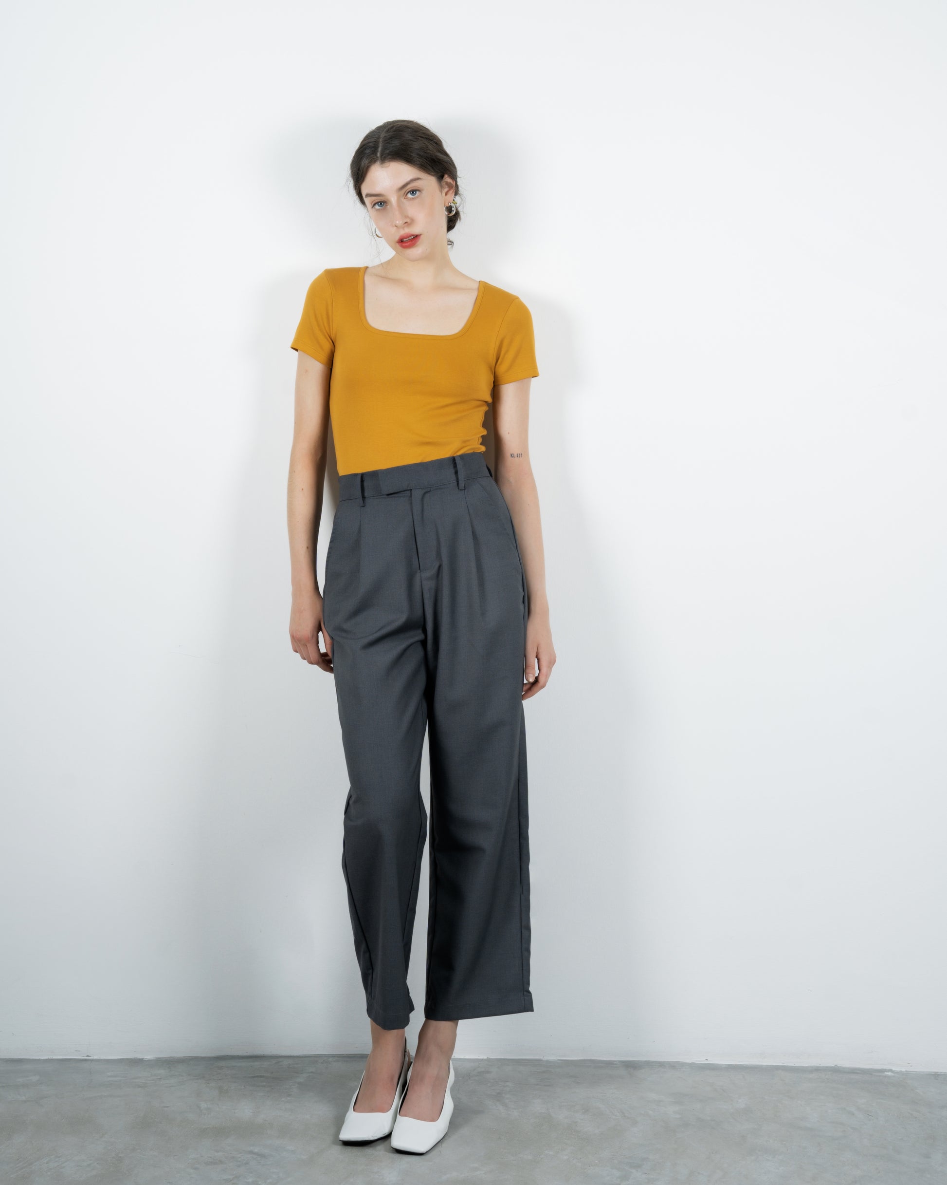 Basic Square Neck Short Sleeve Tee